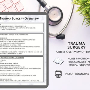Trauma Surgery Overview | ARNP Study Guide - Etsy
