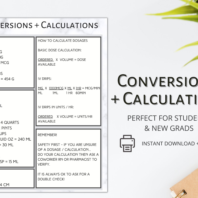 Nurse Conversion Chart - Etsy