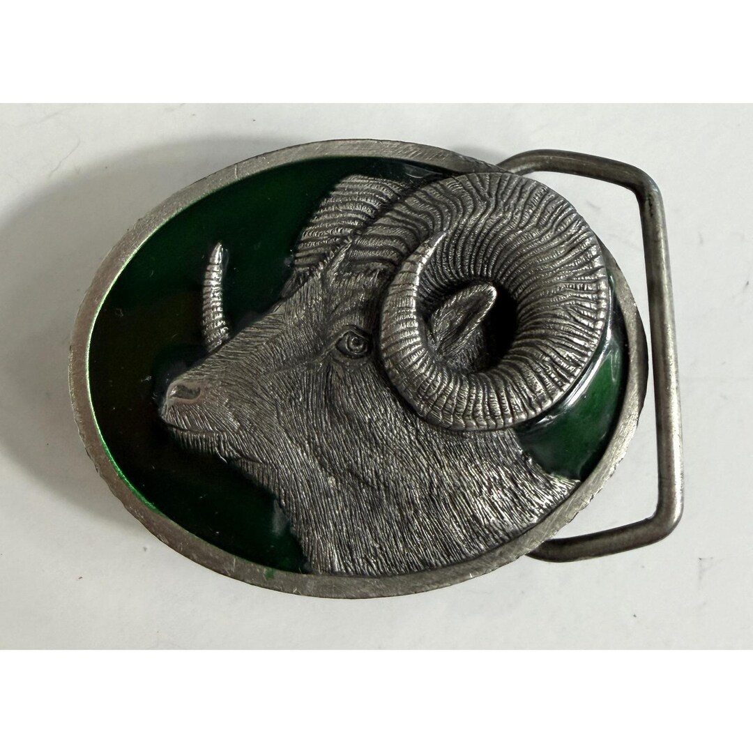Vintage Bergamot Brass Works 1984 Ram Bighorn Sheep Belt Buckle Made ...