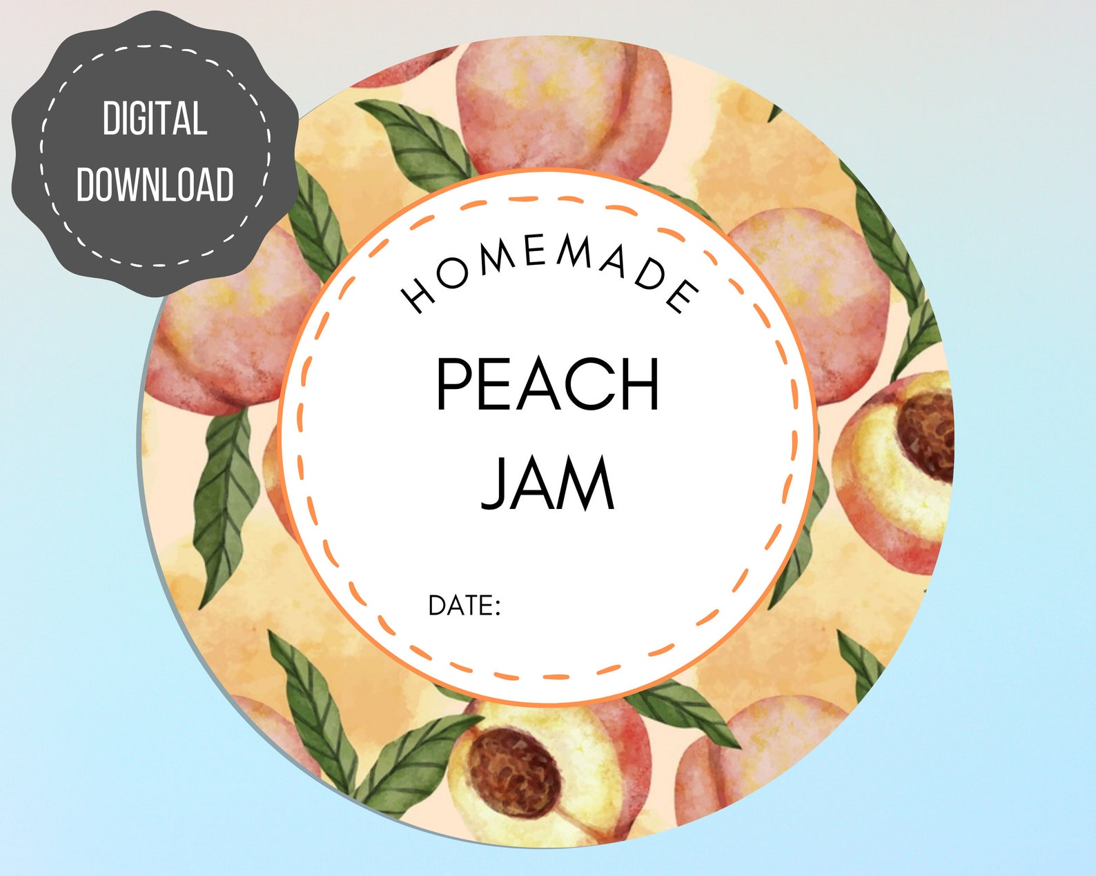 Printable Peach Jam Canning Jar Labels | 2"x2" Mason Jar Stickers for ...
