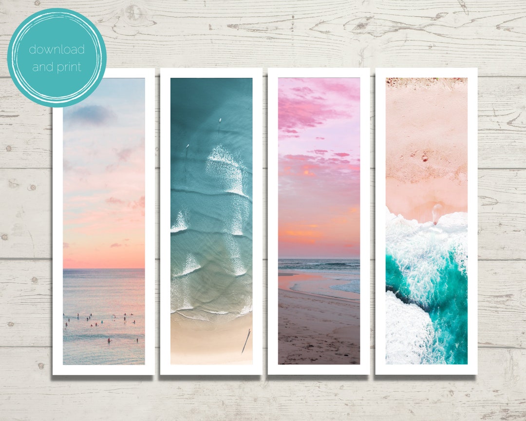 Beach Theme Bookmarks: Set of 4 Printable Coastal Designs (PDF Instant ...