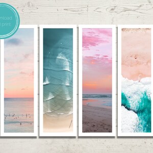 Beach Theme Bookmarks: Set of 4 Printable Coastal Designs (PDF Instant ...