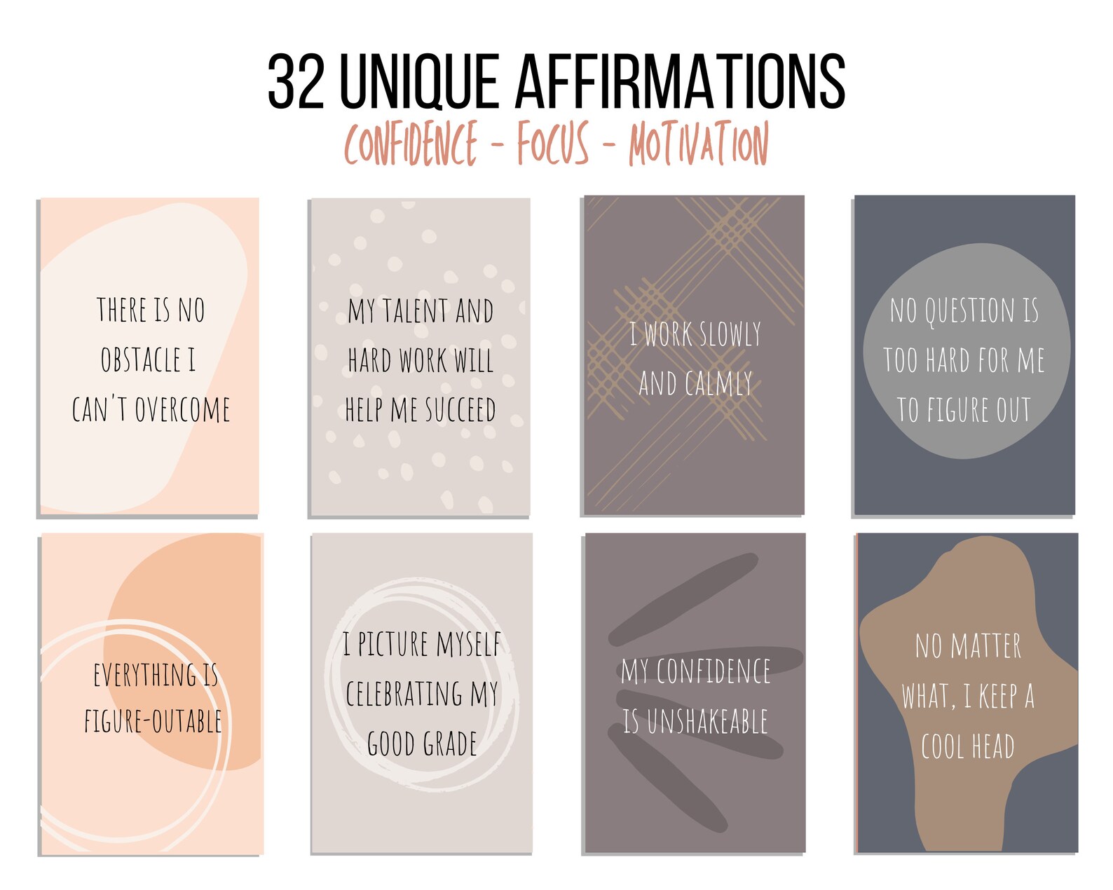 Test Anxiety Affirmation Cards: Boho Study Motivation (digital Download ...