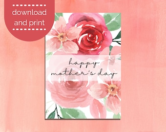Printable Floral Mothers Day Card Watercolor Flowers - Etsy