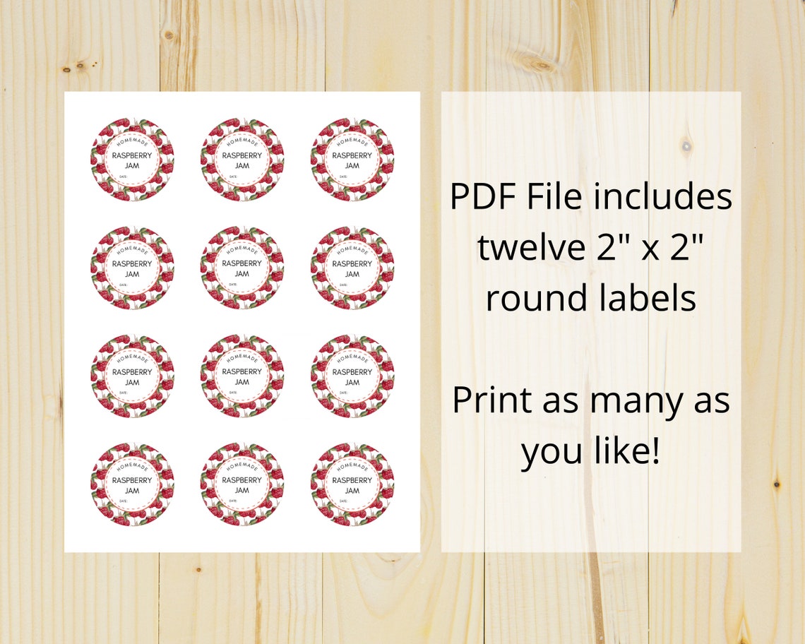 Printable 2" X 2" Raspberry Jam Labels | Mason Jar Tags, Stickers ...