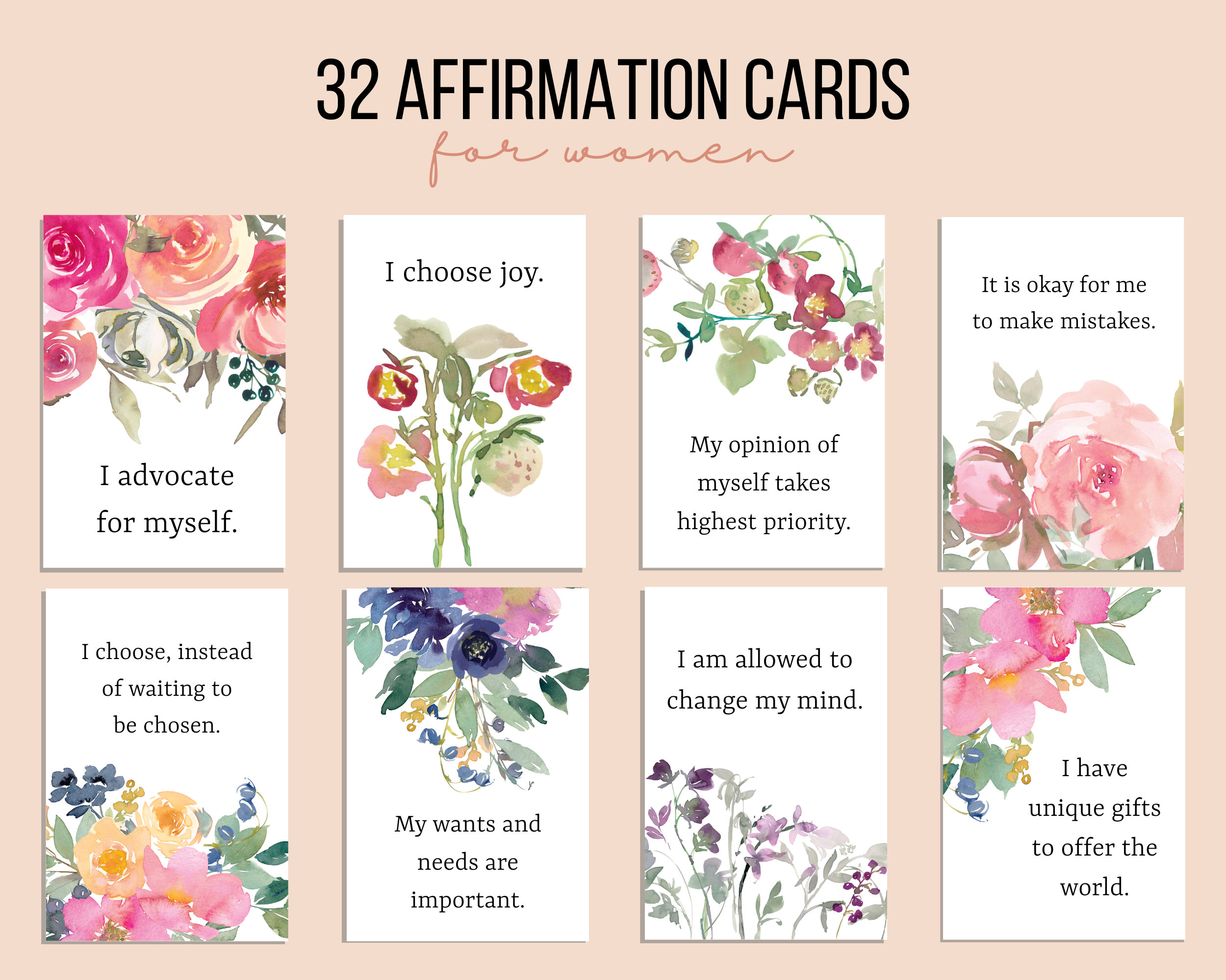 Printable Positive Affirmation Cards for Women | Women's Affirmation ...