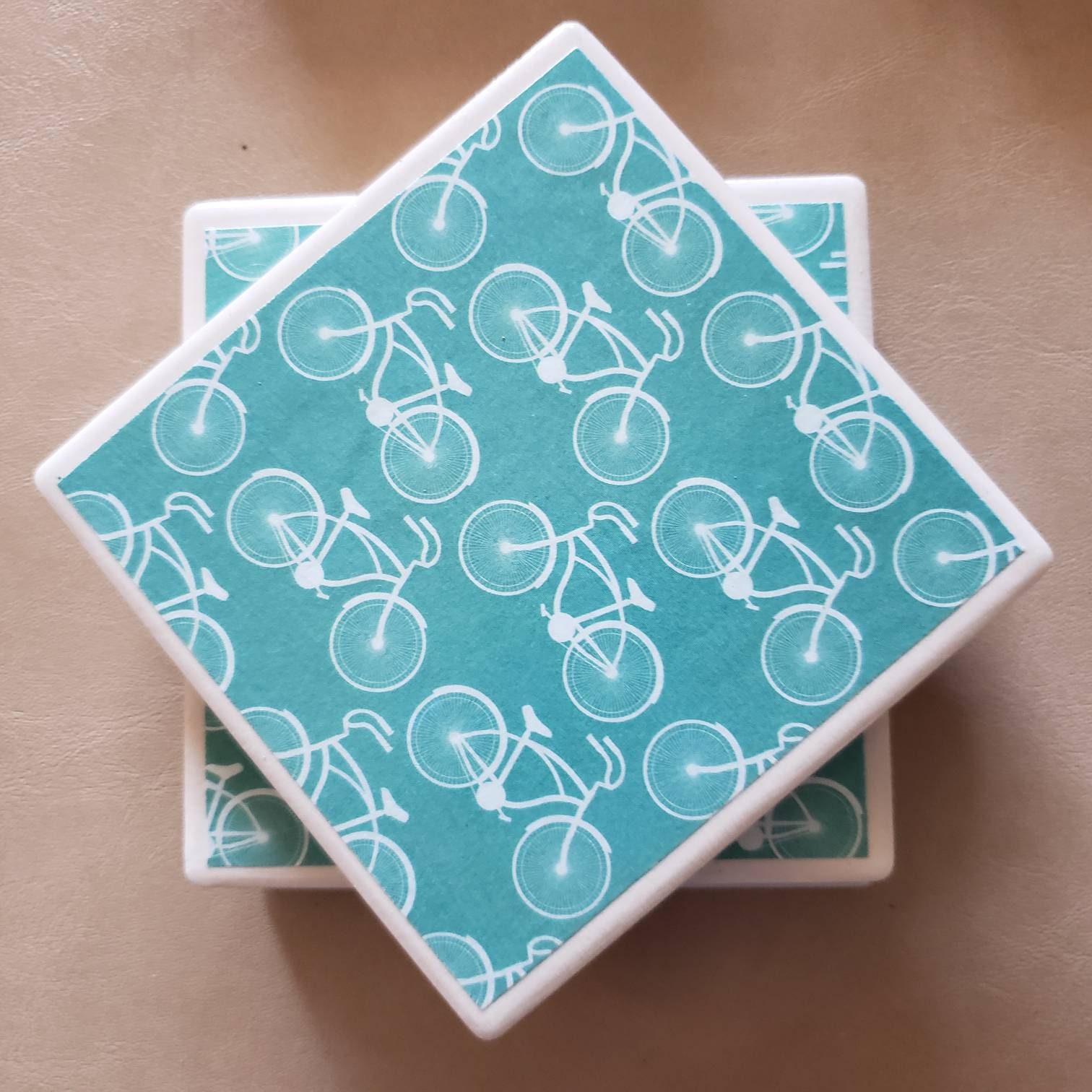Set of 4 Decoupage BICYCLE DESIGN Tile Coasters - Etsy