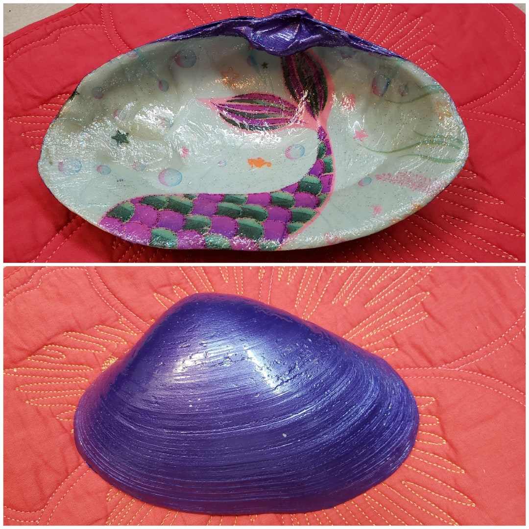 7 1/4" Decoupage MERMAID TAIL Large Clam Shell - Etsy