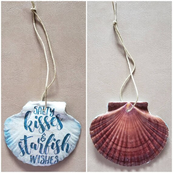 Decoupage SALTY KISSES Mexican Flat Shell 3 Ornament | Etsy