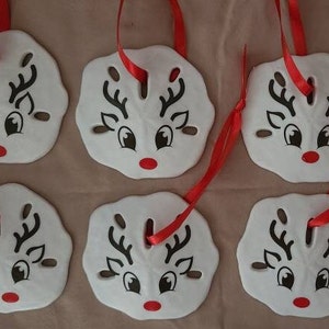 Handmade 3 Inch Resin Sand Dollar RED NOSE REINDEER Ornament: Coastal ...