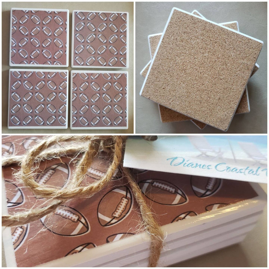 Set of 4 Decoupage FOOTBALL DESIGN Tile Coasters - Etsy