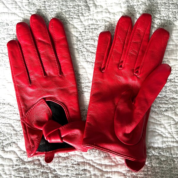 Red Leather Gloves - Etsy
