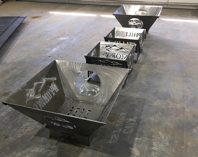Large Custom Metal Fire Pit, 4 Sided Collapsible Custom, Heavy 12 Gauge ...