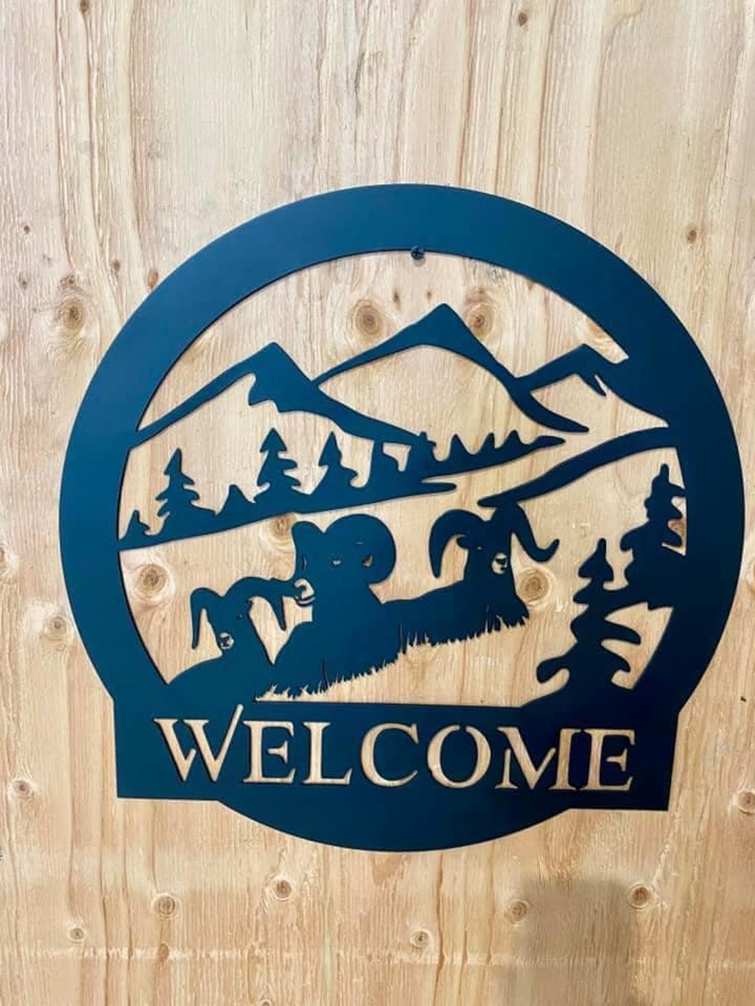 Custom Metal Sign, Bighorn Sheep, Mountains Welcome, Wildlife Decor ...
