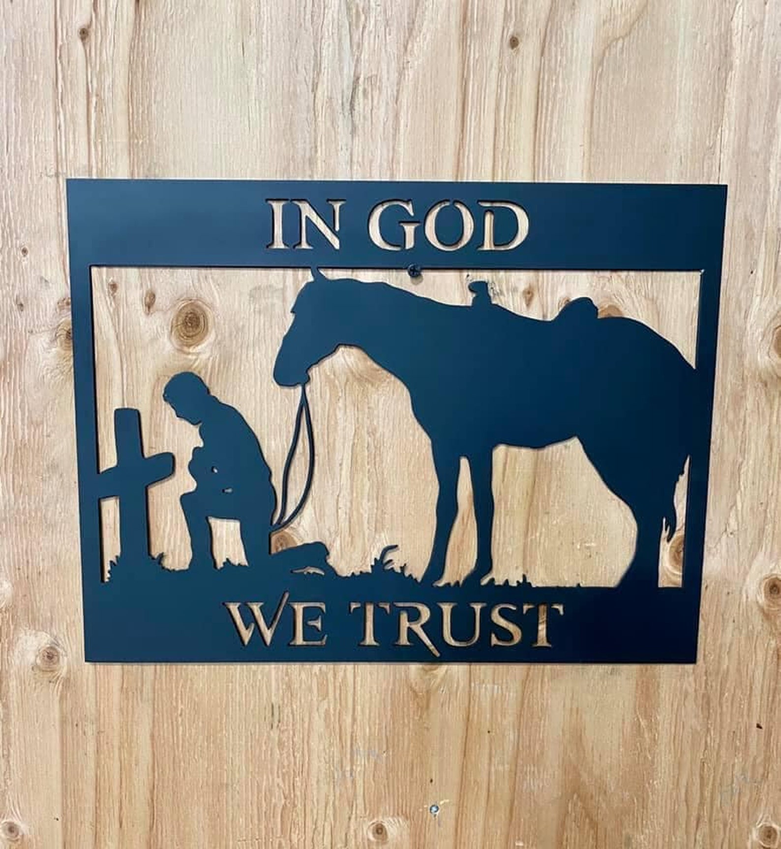Metal Sign, Praying Cowboy, in God We Trust - Etsy