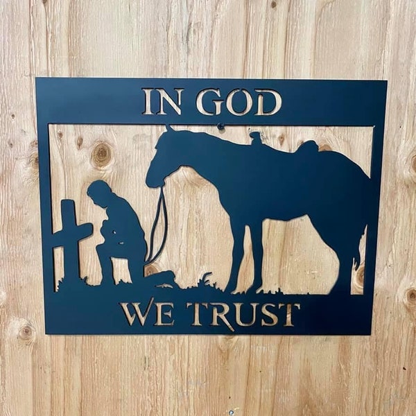 Metal Praying Cowboy at Cross - Etsy