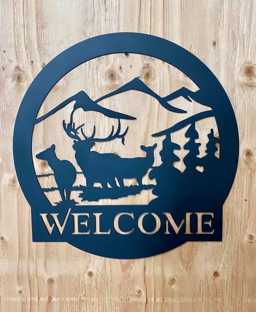 Custom Metal Sign Bull Elk With Cows Welcome, Wildlife Decor, Cabin ...