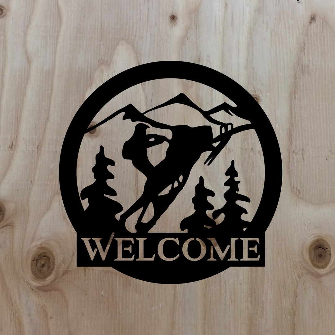 Custom Metal Sign, Snowmobile, Mountain Scene, Winter Wall Decor, Cabin ...