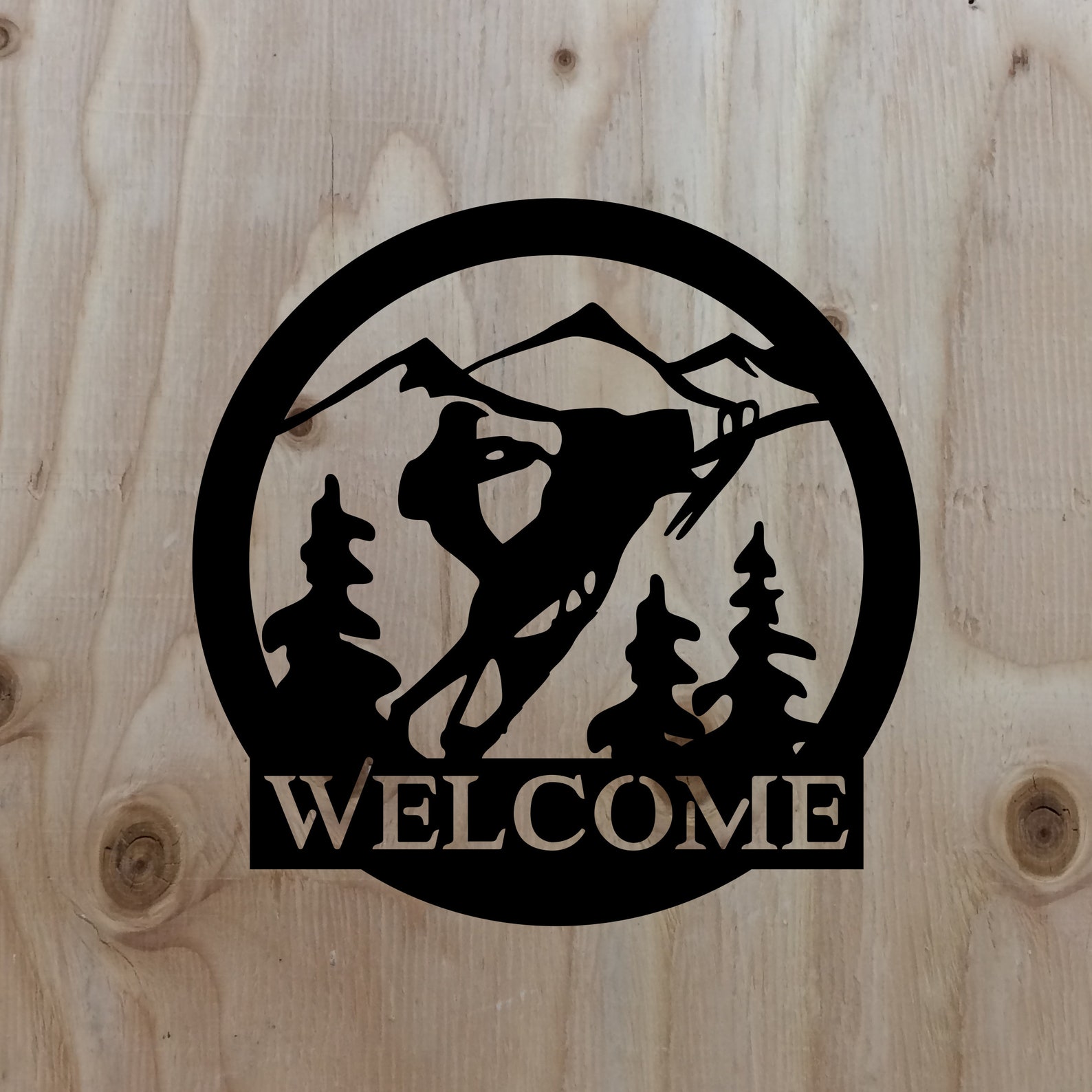 Custom Metal Sign, Snowmobile, Mountain Scene, Winter Wall Decor, Cabin ...