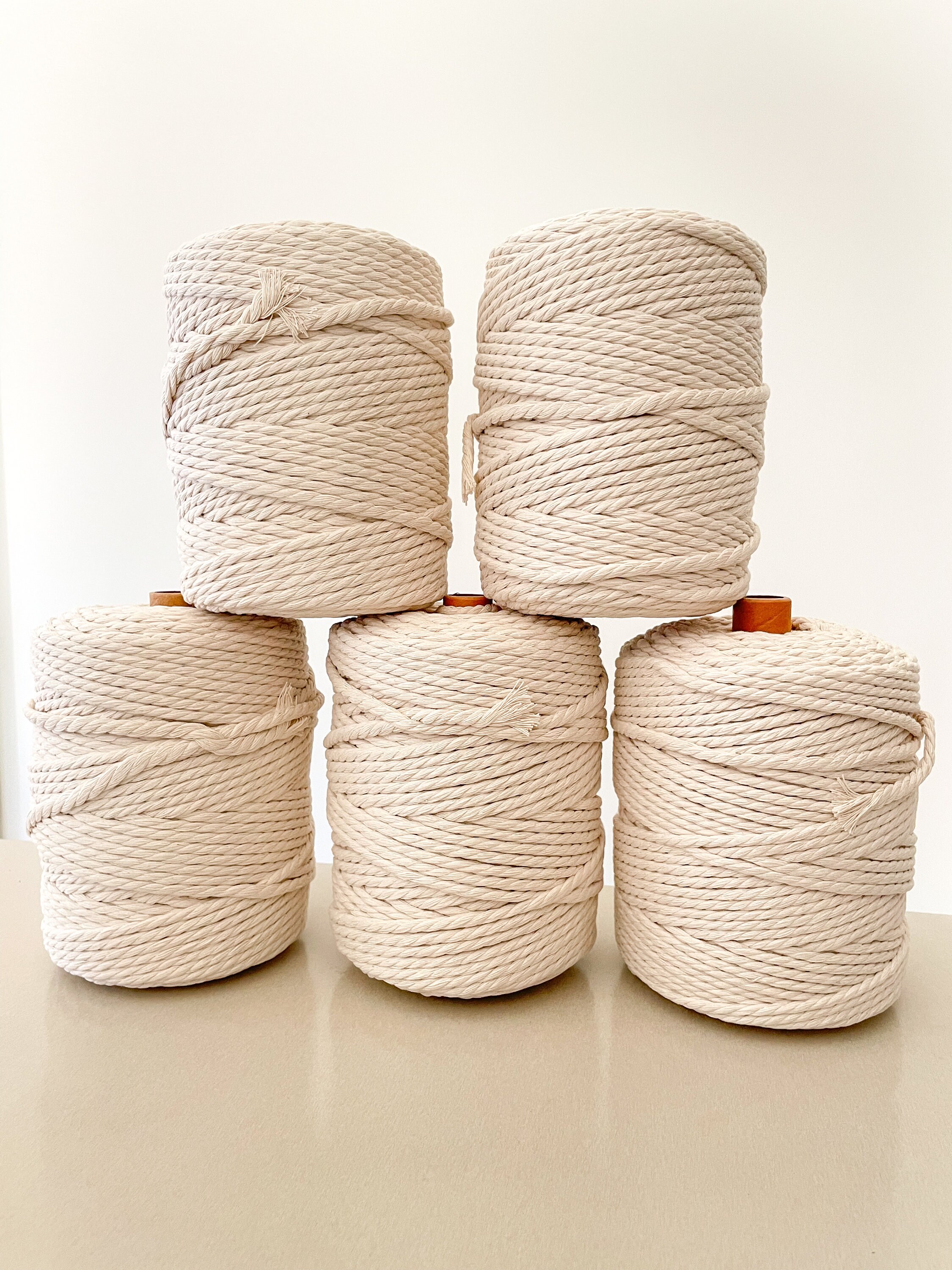 Macrame Cord 5mm Natural White 1kg Roll | Recycled Cotton Macrame Rope ...