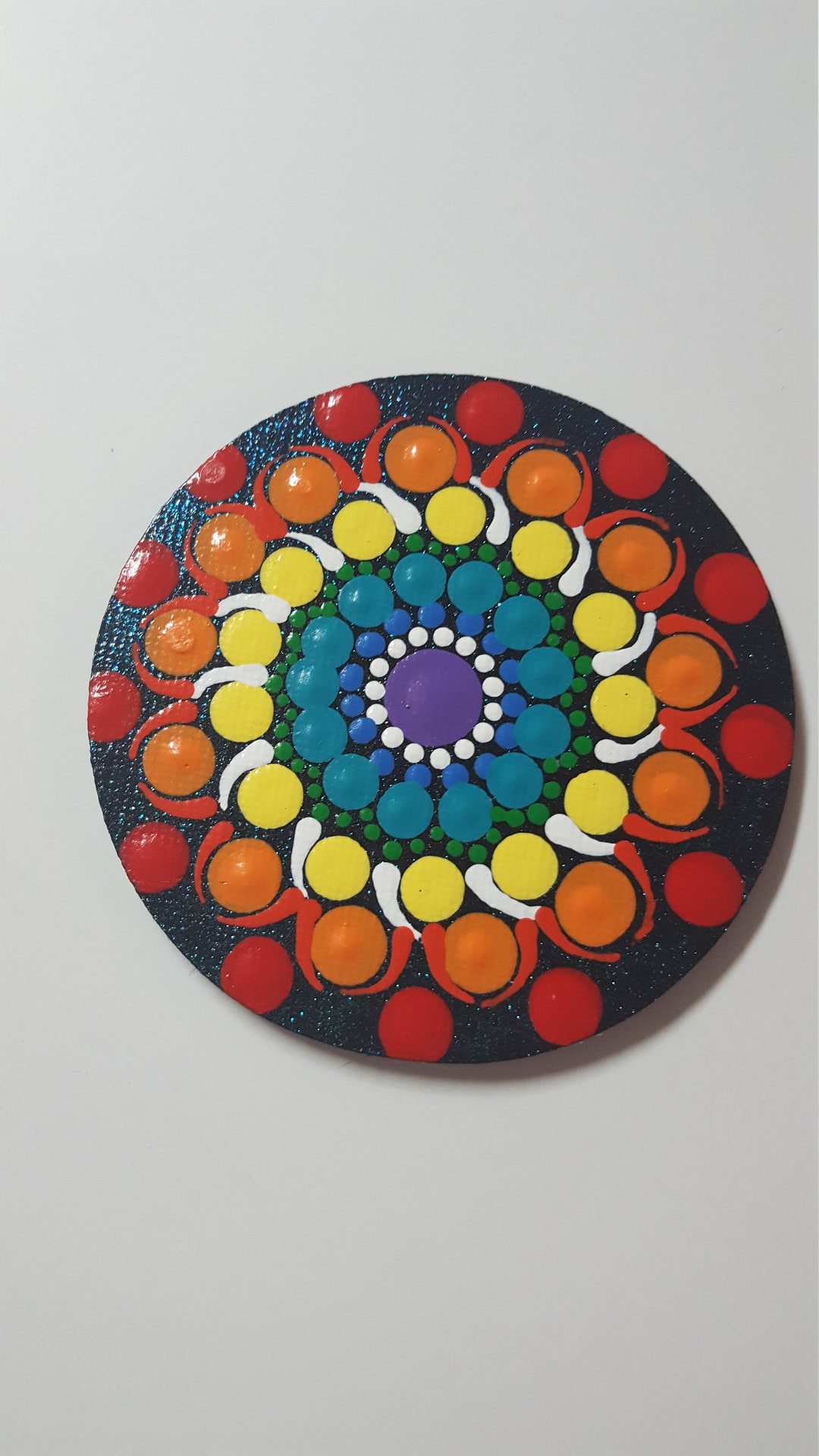 Mandala Magnet, Dot Art Magnet, Rainbow Mandala, Kitchen Magnets for ...