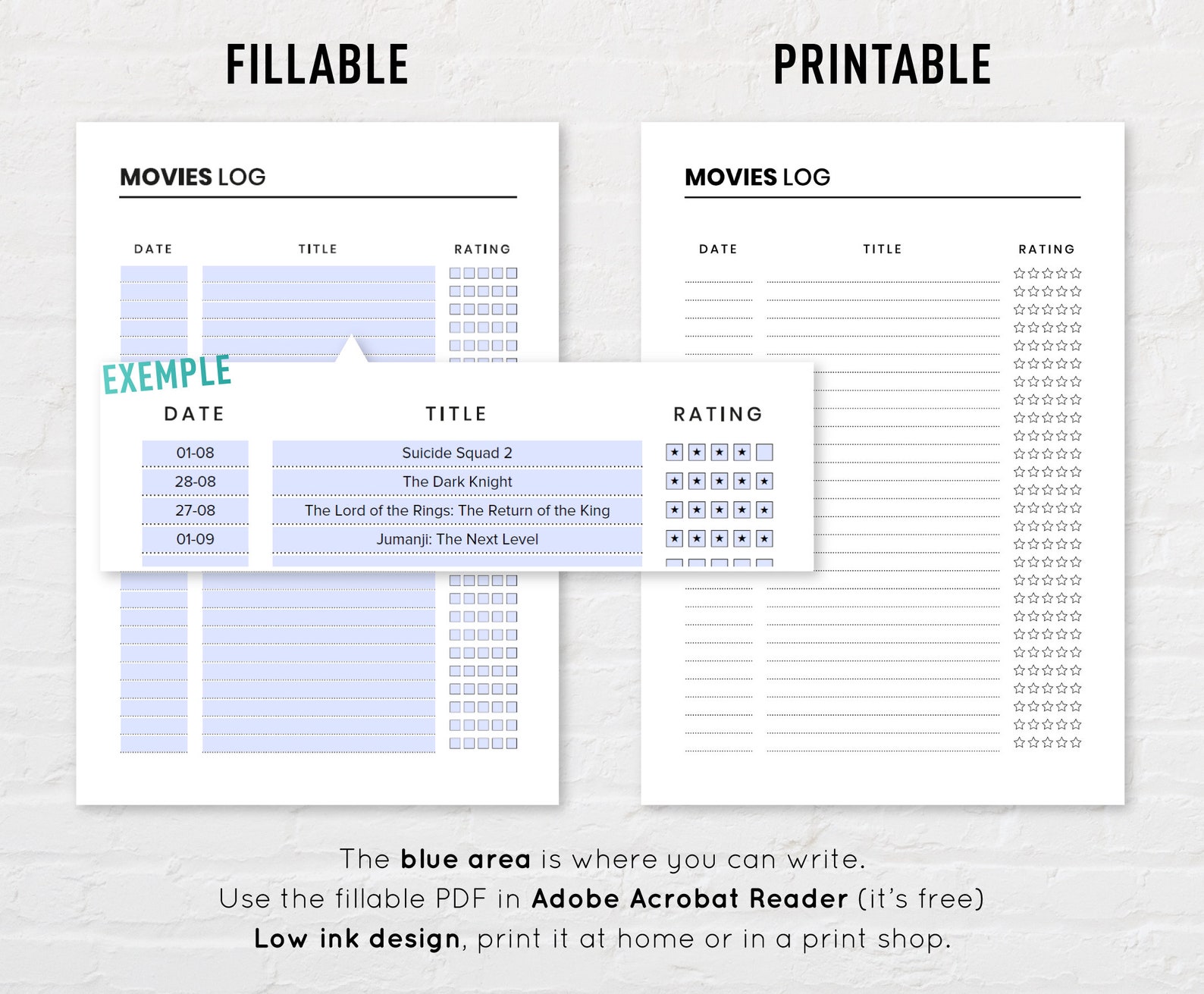 Tv Shows and Movies Tracker Fillable Worksheets A4 & A5 PDF - Etsy