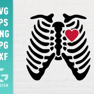 Skeleton Chest SVG File Png Jpg, Dxf, Easy to Cut Files, Rib Cage With ...