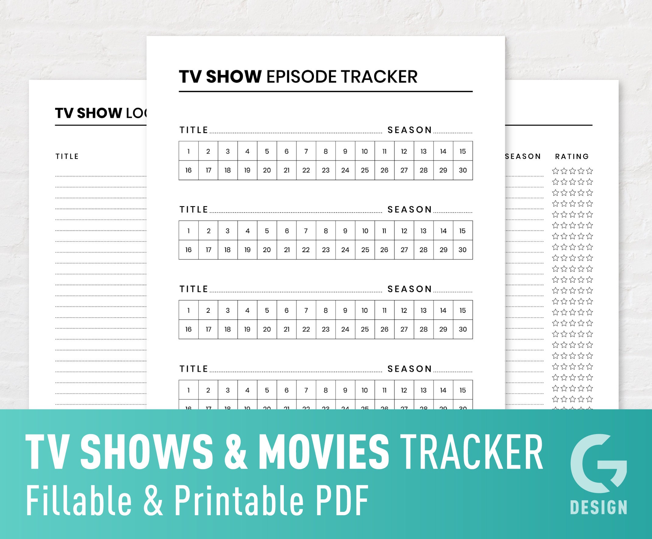 Tv Shows and Movies Tracker Fillable Worksheets A4 & A5 PDF - Etsy