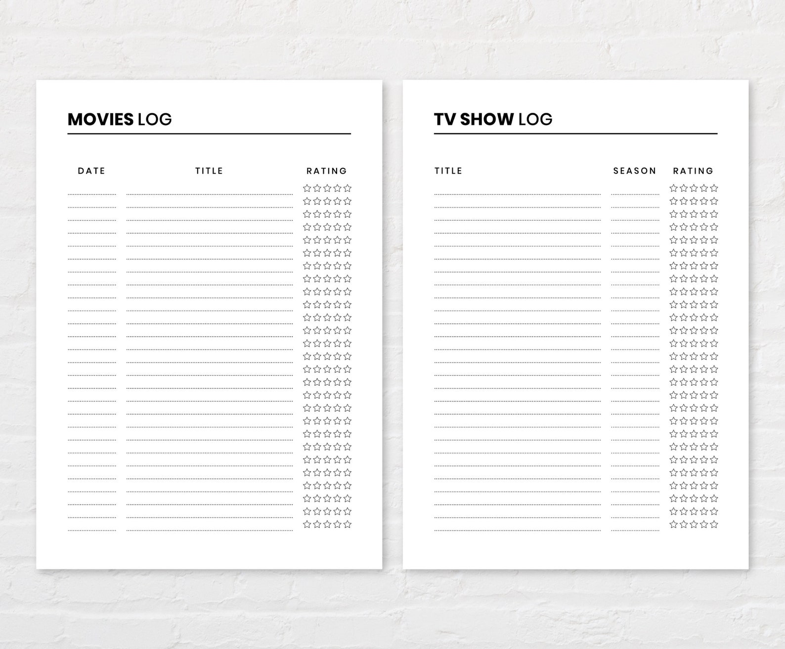 Tv Shows and Movies Tracker Fillable Worksheets A4 & A5 PDF - Etsy