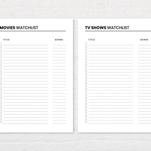 TV Shows and Movies Tracker Fillable Worksheets | A4 & A5 PDF Size ...