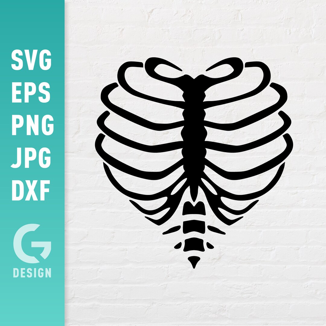 Heart Rib Cage SVG File Png Jpg, Dxf, Easy to Cut Files, Chest Skeleton ...