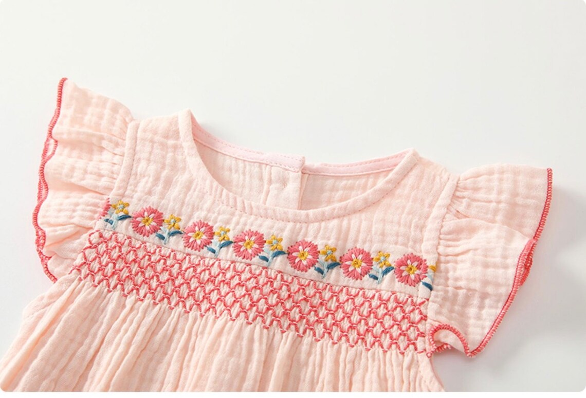 Baby Girl Summer Romper Pink Floral - Etsy