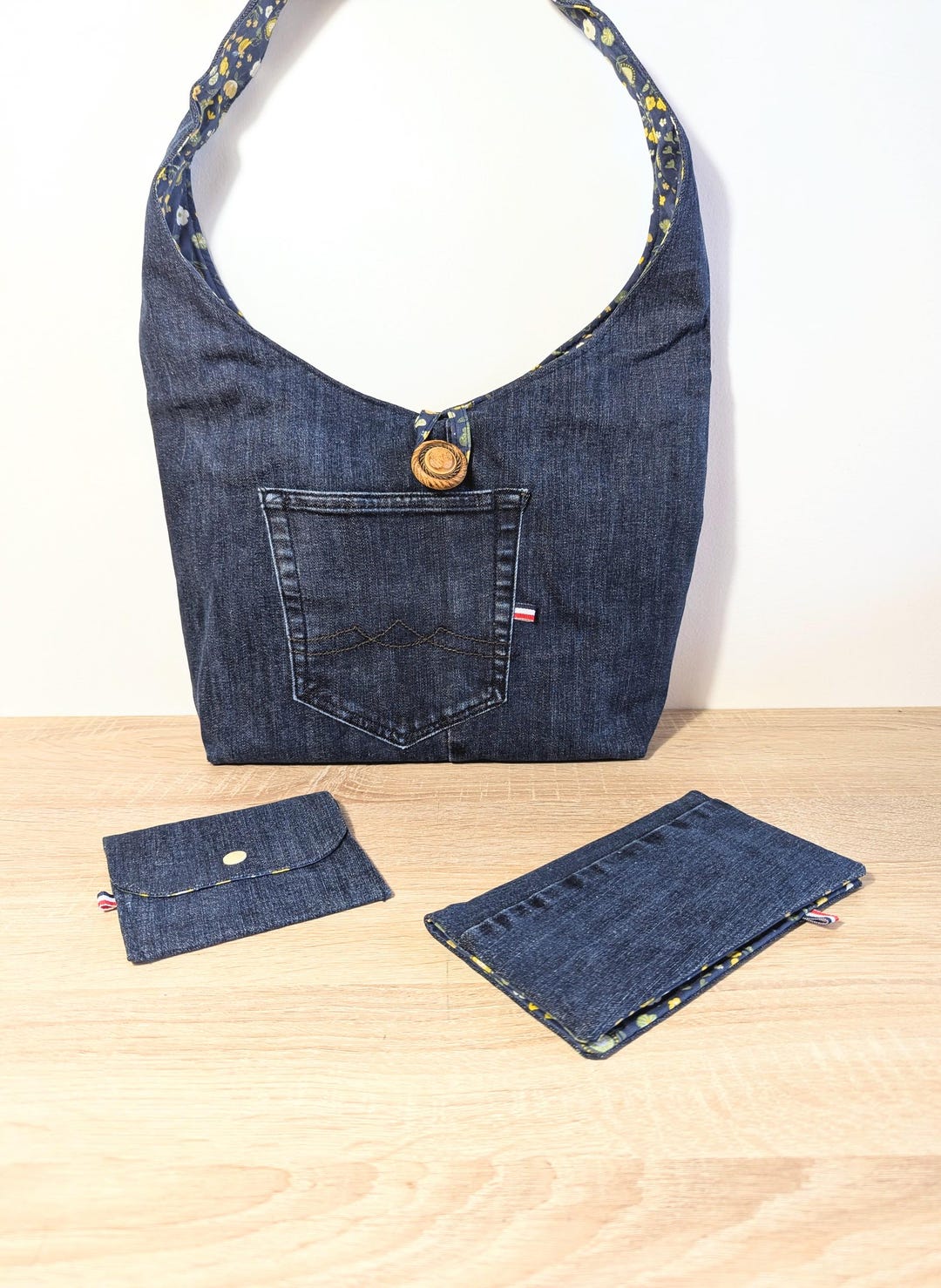Shoulder Bag With Checkbook Holder and Matching Pouch, Handmade in ...