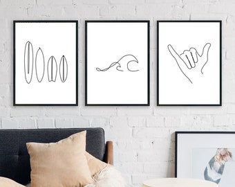 One Line Wall Art set of 3 Prints Printable Home Décor - Etsy