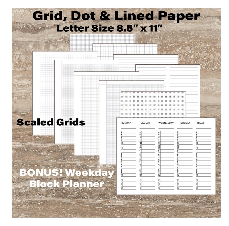 Grid Paper Set Printable Dot Grid, Scaled Engineering Grids, Lined ...
