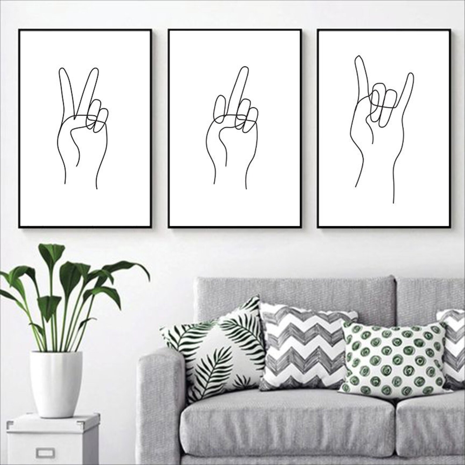 One Line Wall Art -set of 3 Prints - Printable Home Décor - Modern Art ...