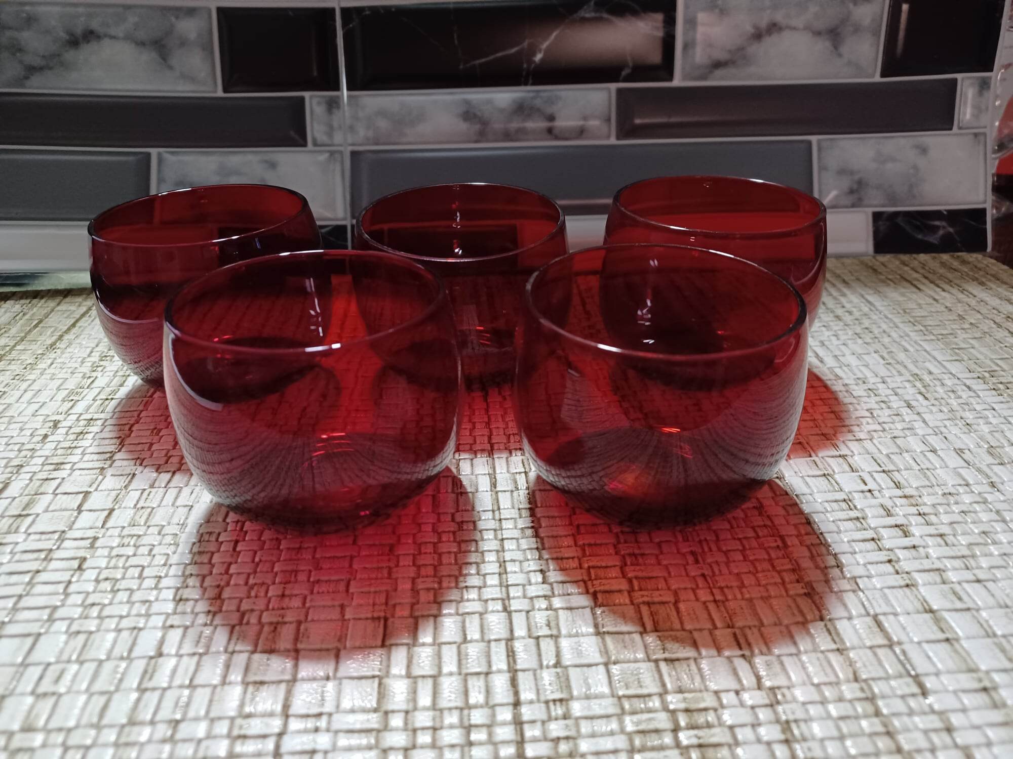 Mid Century Ruby Red Roly Poly Glasses Mad Men Cocktail - Etsy