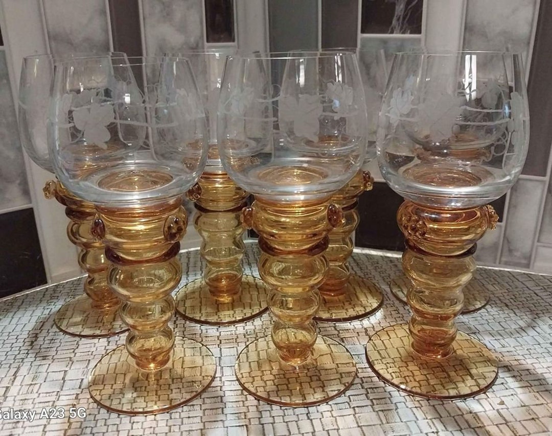 Vintage 1950's Theresienthal Bavaria Germany Amber Stemmed Cordial ...