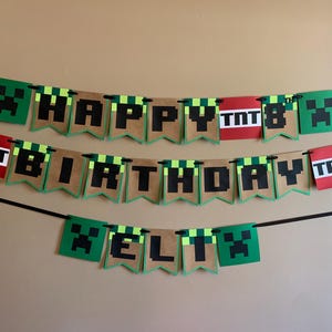 Pixellated Minecraft Inspired Banner - Etsy