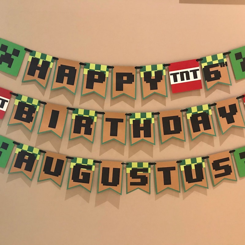 Mindcraft Happy Birthday Banner - Etsy