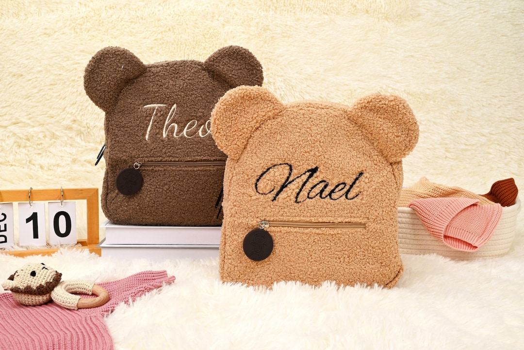 Teddy Bear Backpack Bag, Personalised Fluffy Teddy Bear Bag for Kids ...