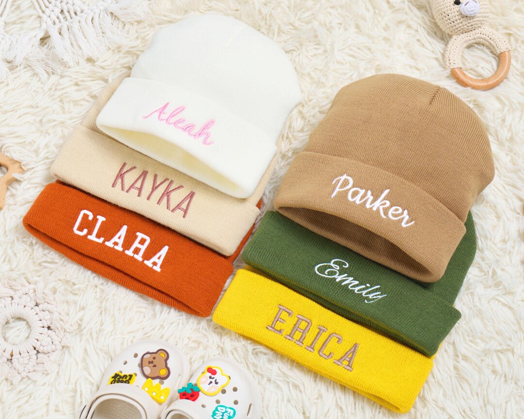Personalized Baby Beanie,newborn Knit Hat,custom Embroidered Family ...