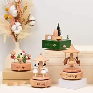 Musical Wooden Ballerina Carousel Keepsake, Handmade Music Box,custom ...