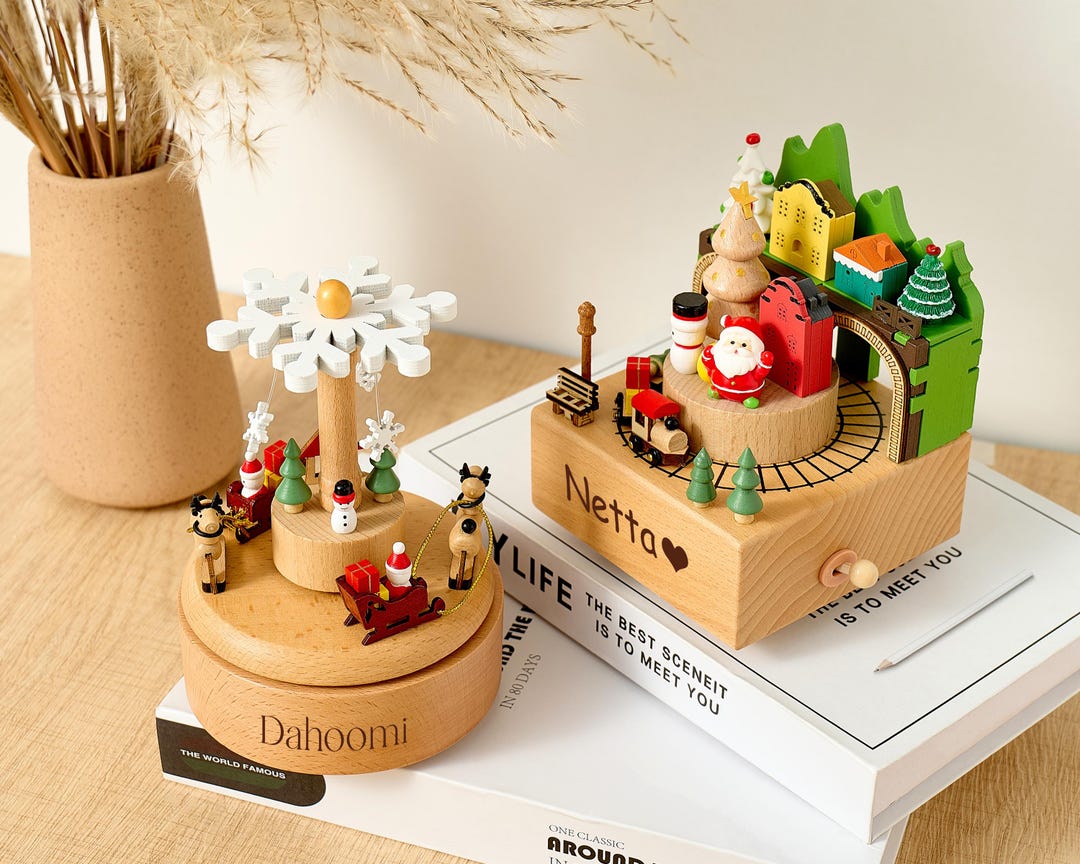 Personalized Carousel & Ballerina Music Box, Engraved Wooden Music Box ...