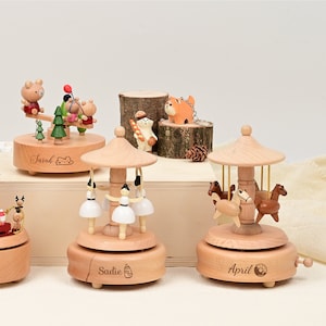 Musical Wooden Ballerina Carousel Keepsake, Handmade Music Box,custom ...