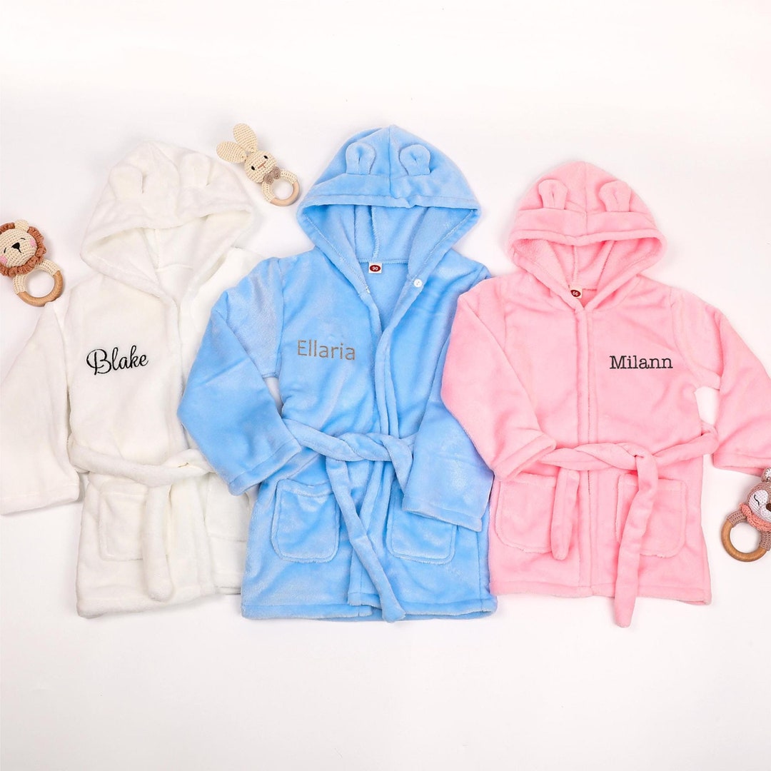 Personalized Embroidered Plush Baby Robe, Embroidered Baby Robe ...