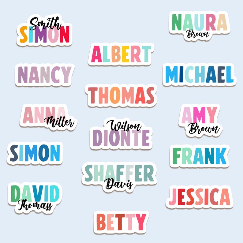 Custom Name Personalized Sticker, Colorful Personalized Laptop Sticker ...