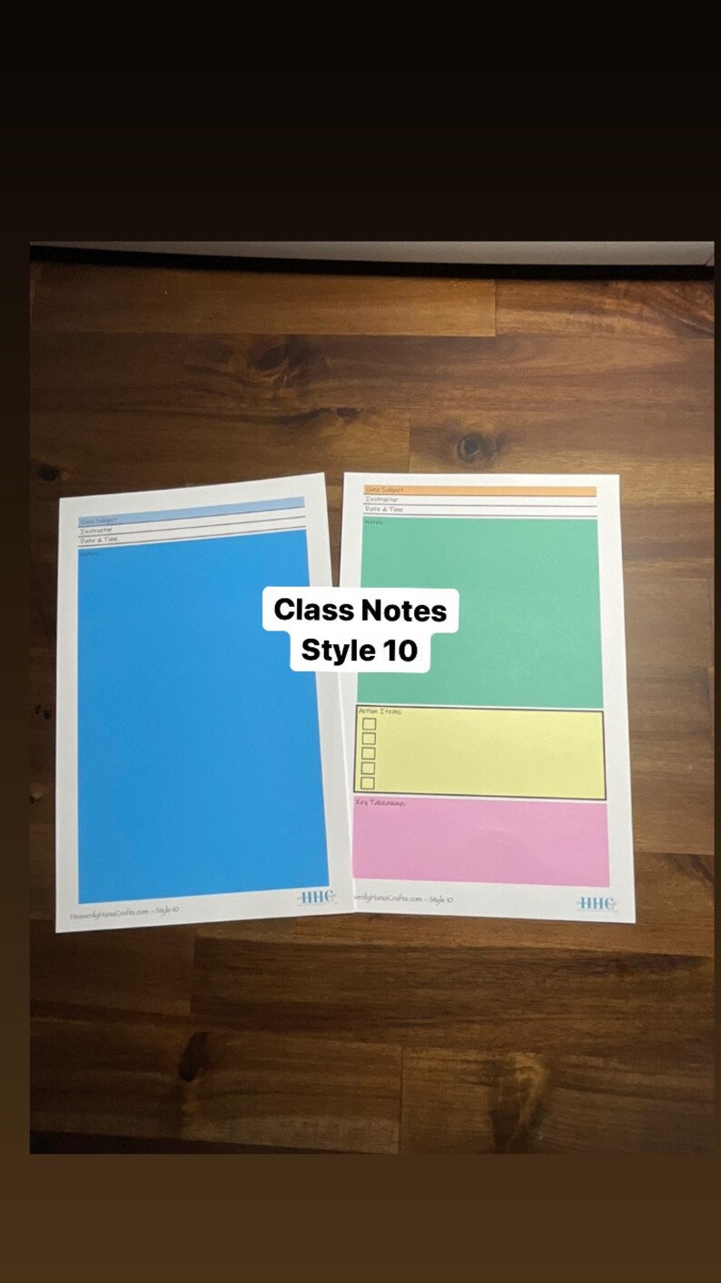 Color Class Note Pages for Discbound Notebooks, Arc, Tul, Planners ...