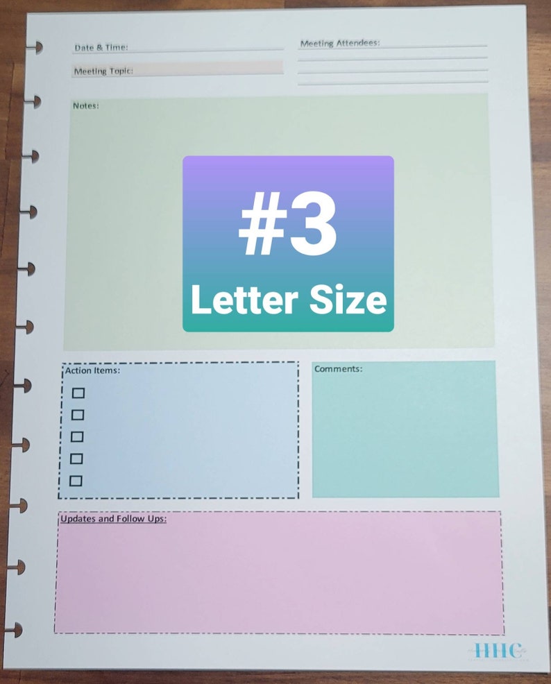 Color Meeting Note Pages for Discbound Notebooks, Arc, Tul, Planners ...