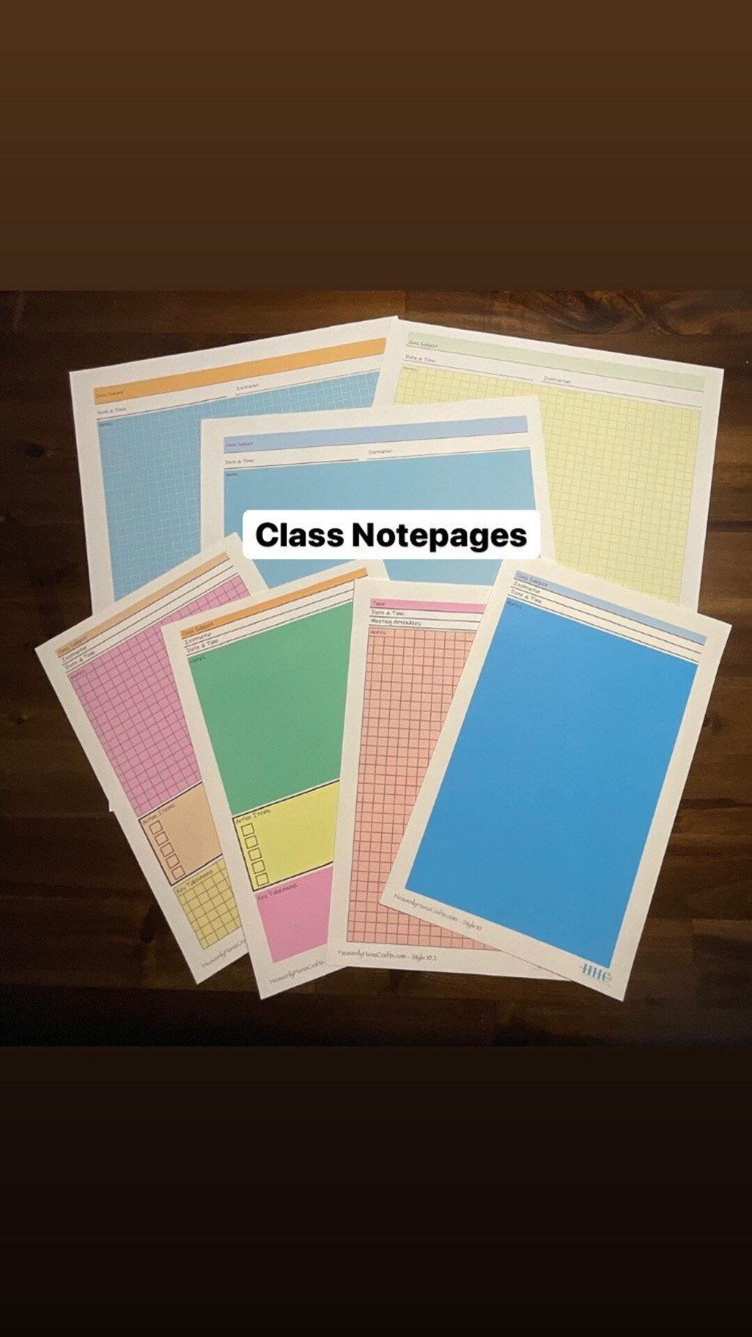Color Class Note Pages for Discbound Notebooks, Arc, Tul, Planners ...